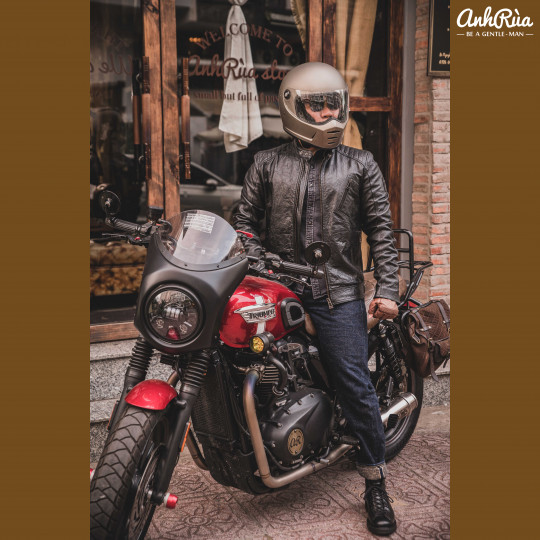 Áo Khoác Da Nam Black Tumbled Lambskin K Racer Jacket Belstaff